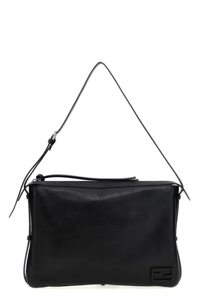 Fendi Large Rectangular Smooth Finish Shoulder Bag In Black | ModeSens