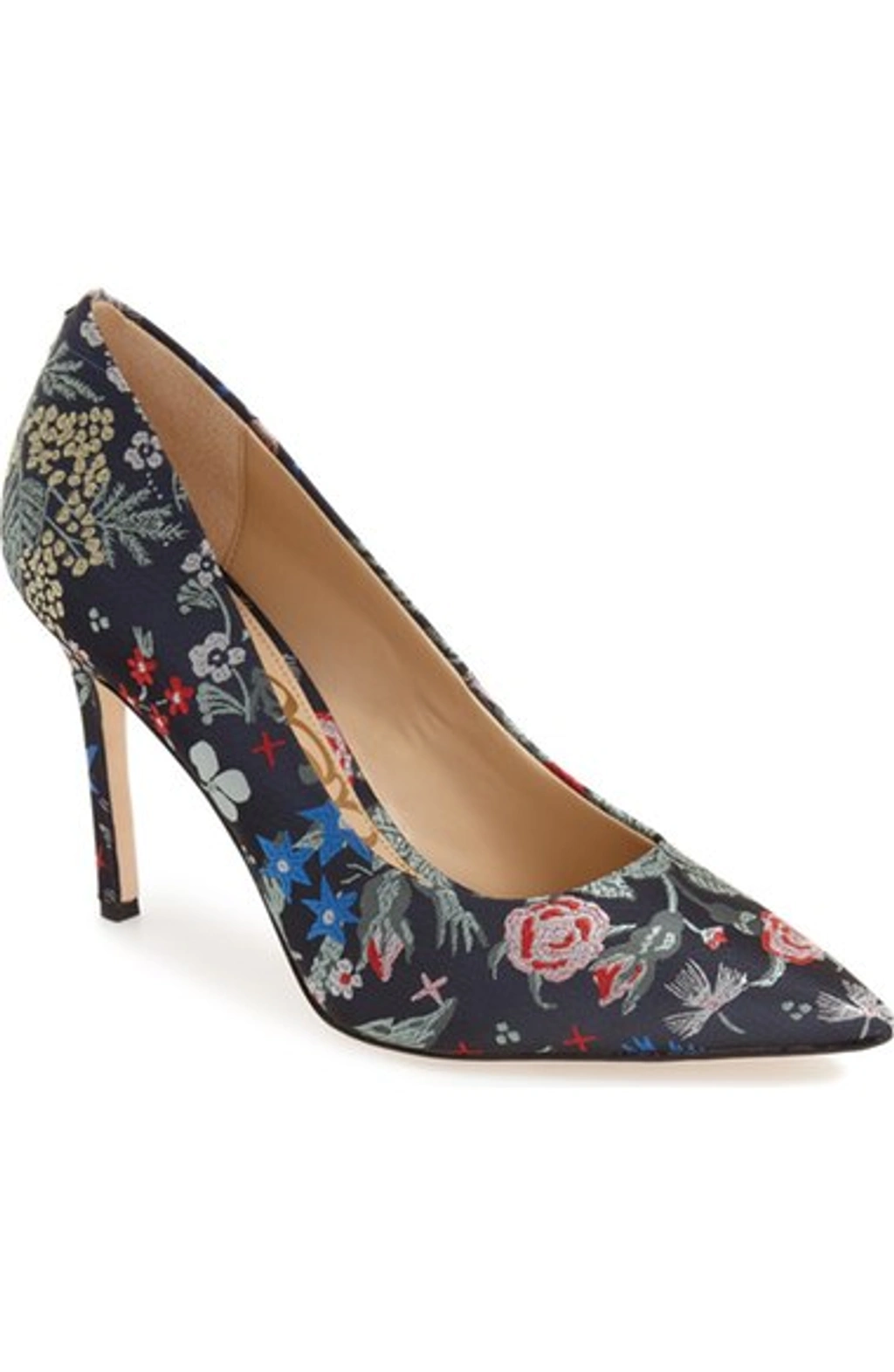 Sam Edelman Hazel Pointed-toe Floral-jacquard Pump, Gray/multi In Grey ...