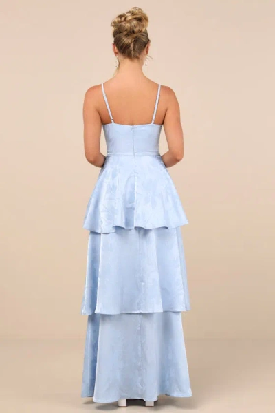 Lulus Prigette Light Blue Jacquard Tiered Maxi Dress Modesens 6520