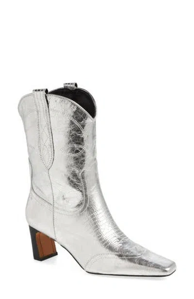 Steve Madden Josefine Western Boot In Silver Leather | ModeSens