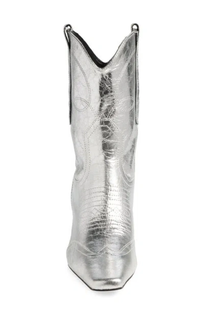 Steve Madden Josefine Western Boot In Silver Leather | ModeSens