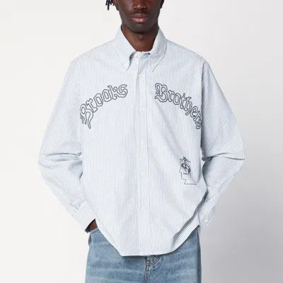 Brain Dead X Brooks Brothers Striped Logo Shirt In Blue | ModeSens