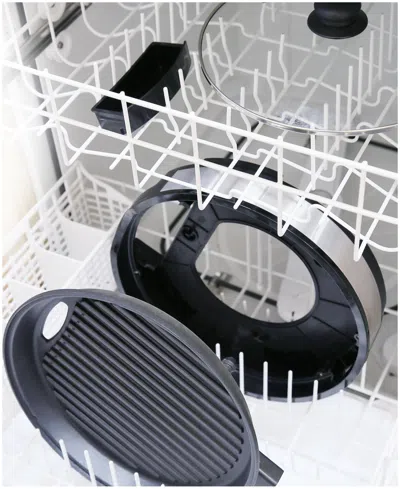 Elite Cuisine 12-inch Stainless Steel Deluxe Indoor Grill With Tempered ...