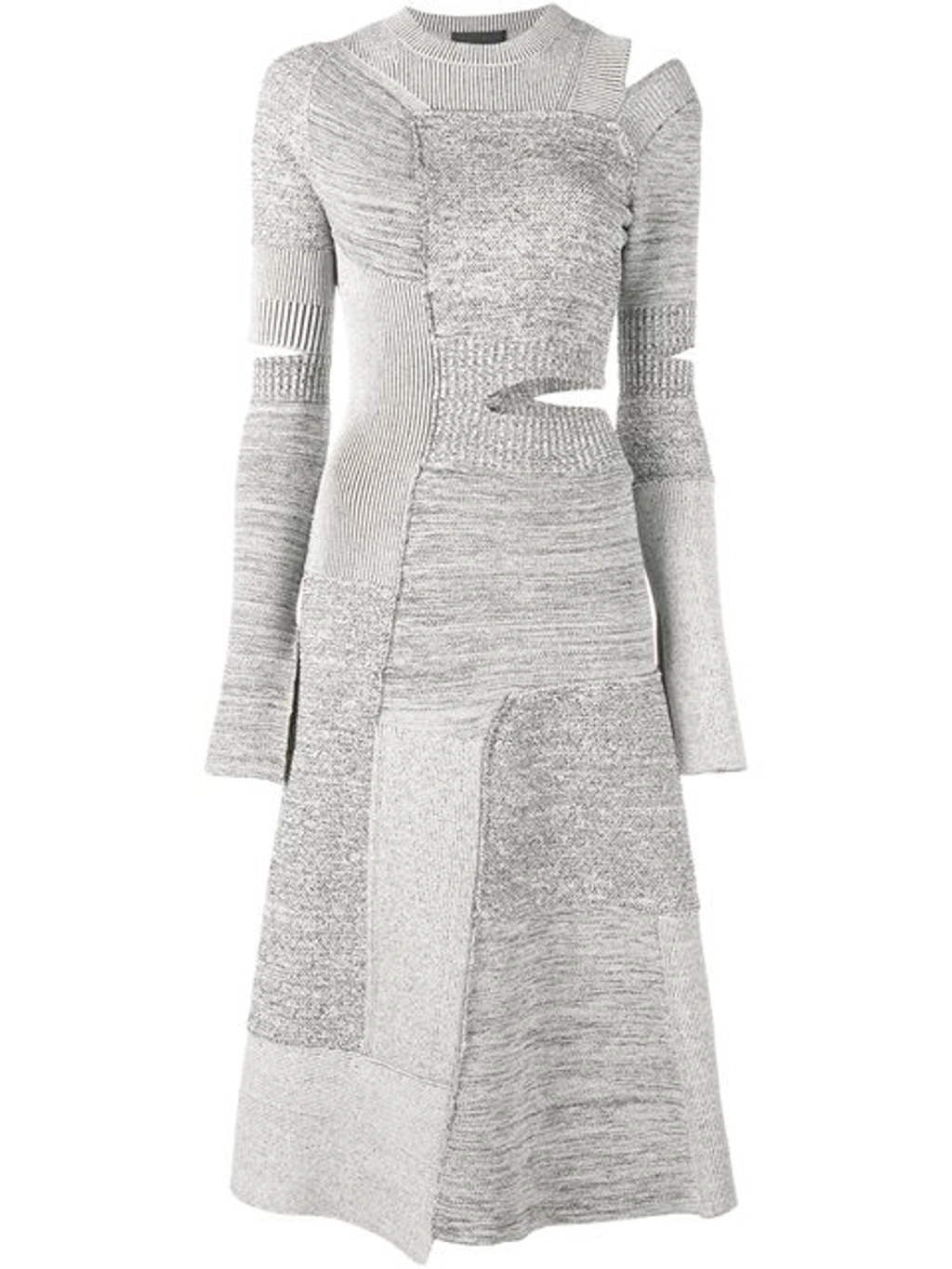 Proenza Schouler Mock-neck Patch-collage Dress W/cutouts, White/black ...