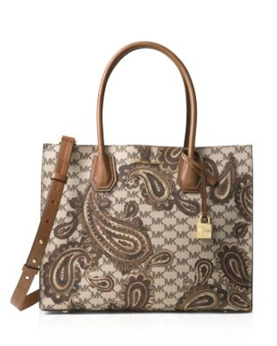 Michael Michael Kors Mercer Large Paisley Convertible Tote In Luggage ...