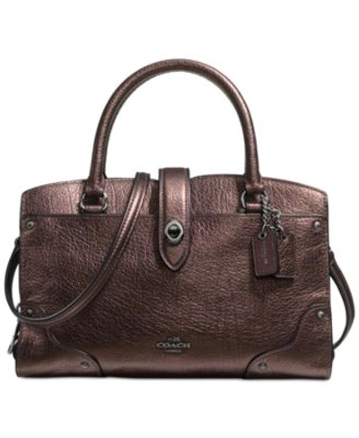 Coach Grain Leather Metallic Mercer 24 Satchel In Dark Antique Nickel ...