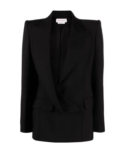Alexander Mcqueen Tailored Wool Blazer With Back Slit In Black | ModeSens
