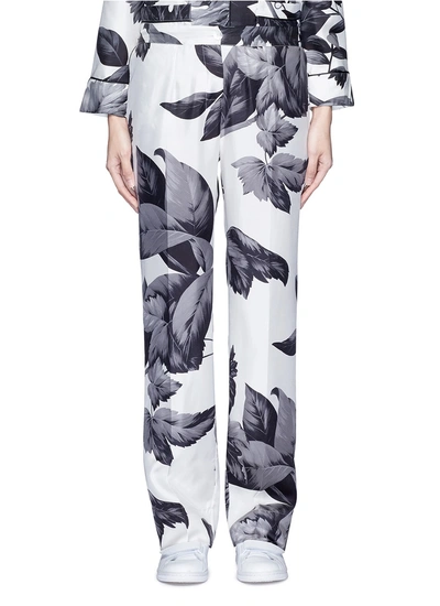 F.r.s For Restless Sleepers 'crono' Greyscale Leaf Print Silk Pyjama ...
