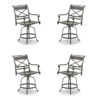 Frontgate Carlisle 4-pc. Swivel Bar Stool In Slate Aluminum | ModeSens