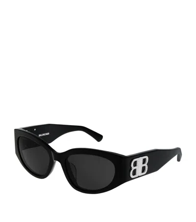 Balenciaga Grey Browline Ladies Sunglasses Bb0393s 001 57 In Black | ModeSens