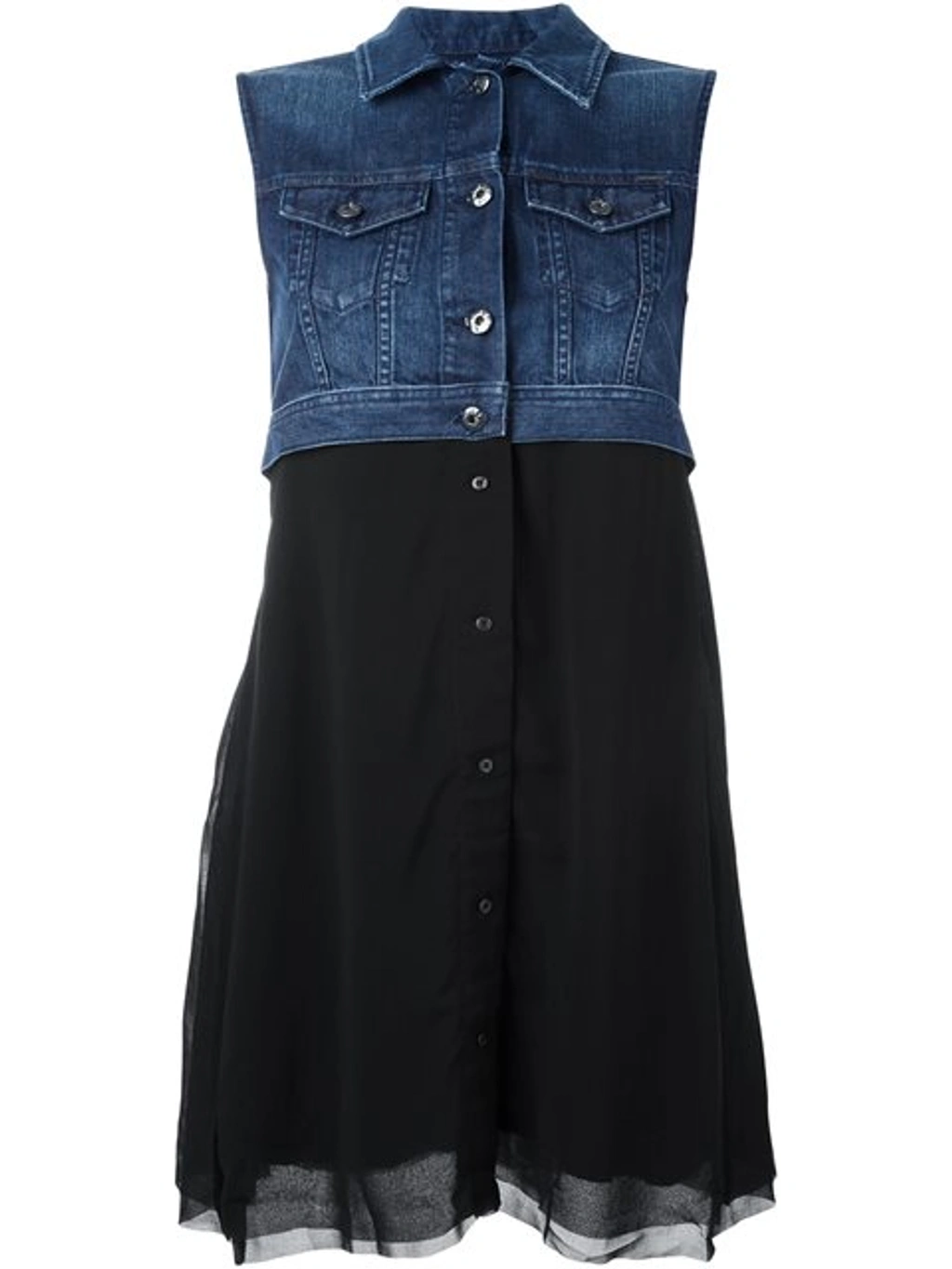 Diesel Denim Panel Flared Dress | ModeSens