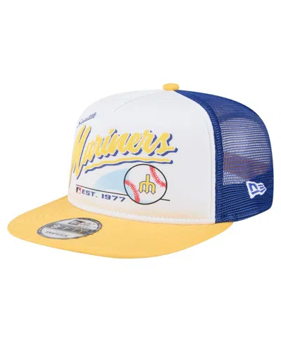 New Era Men's White/yellow Seattle Mariners Retro Script Trucker 9fifty ...
