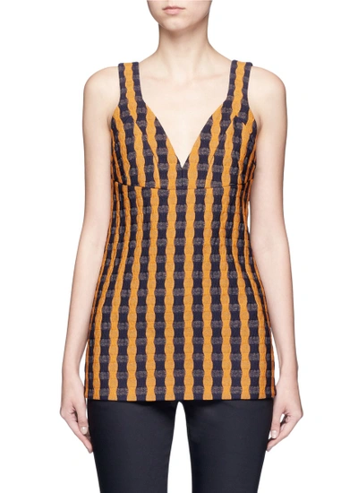 Victoria Beckham Wavy Gingham Check Print Sleeveless Top In Yellow ...