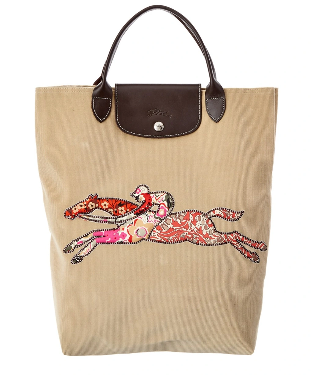 Longchamp Victoire Patchwork Corduroy Tote' In Khaki | ModeSens