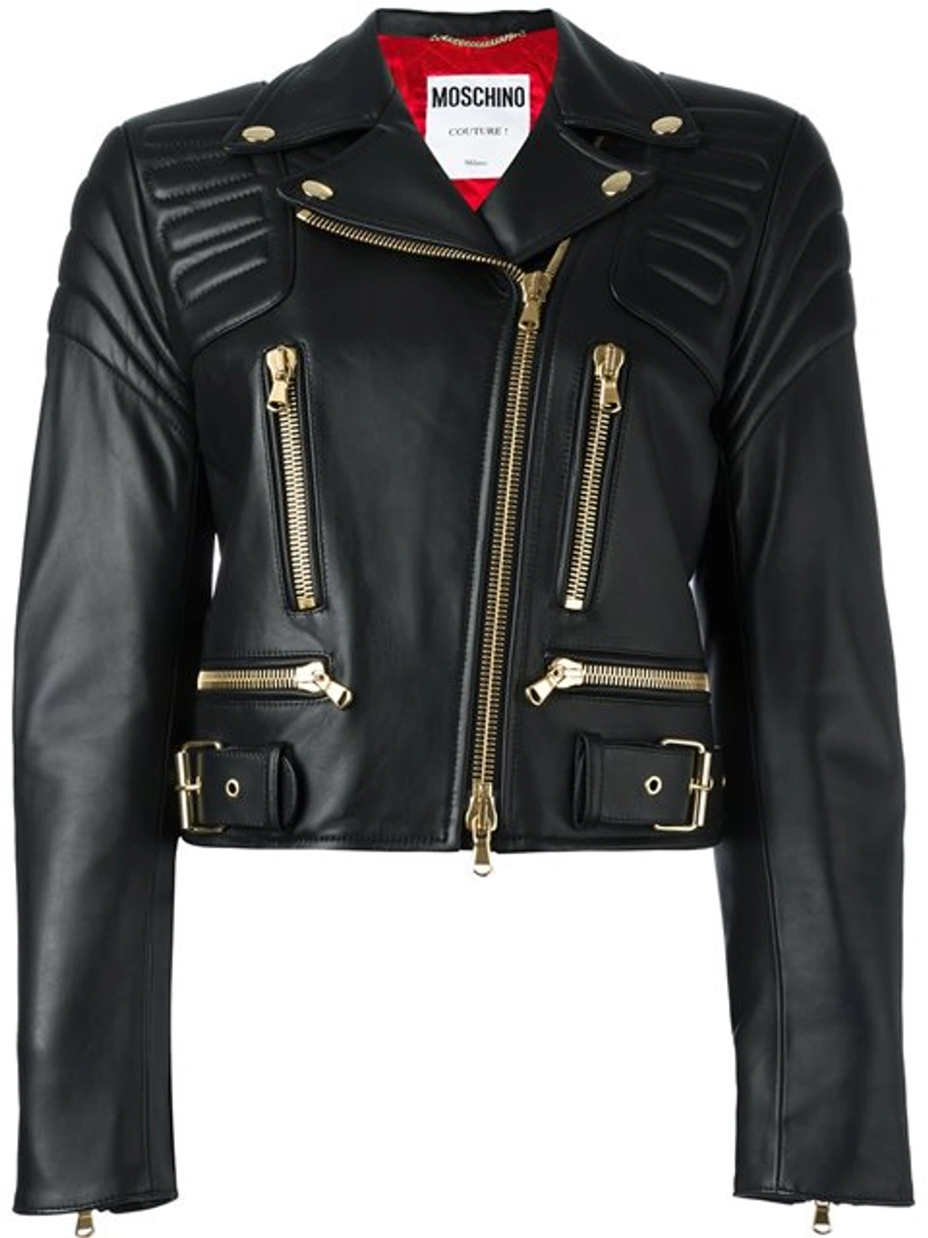 Moschino Cropped Biker Jacket | ModeSens