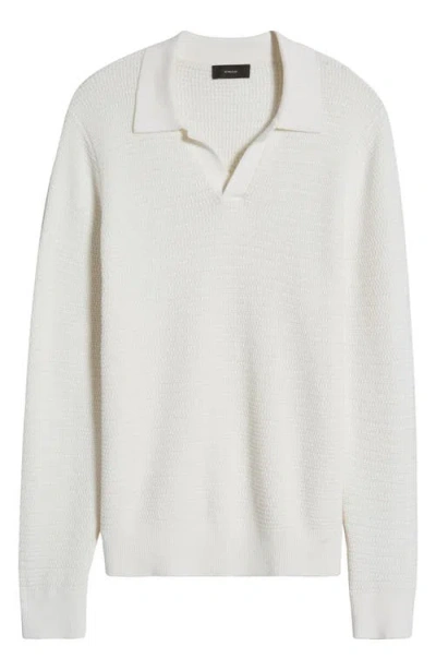Vince Craftsman Rib Johnny Collar Sweater In Off White | ModeSens