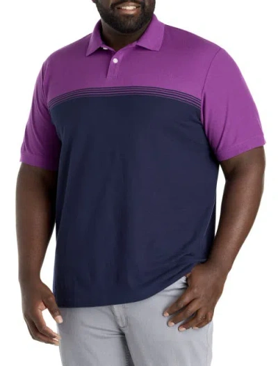 Harbor Bay By Dxl Big & Tall Colorblocked Polo Shirt In Purple | ModeSens