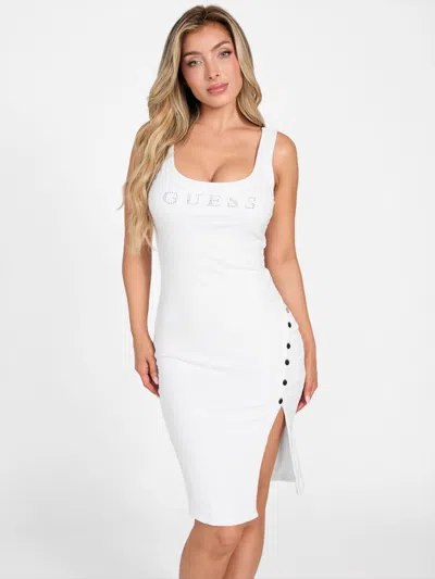 Guess Factory Umaya Logo Midi Dress In White | ModeSens