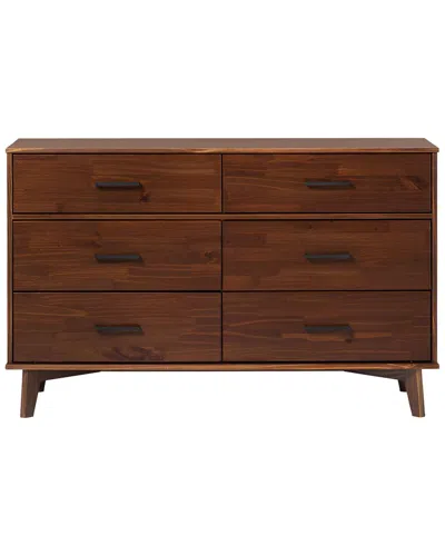 Walker Edison 6-drawer Modern Solid Wood Dresser With Metal Handles In ...