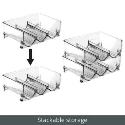 Mdesign Plastic Free-standing Stacking 3 Bottle Storage Rack, 4 Pack ...