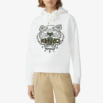Kenzo (wmns) Ss21 Tiger Head Embroidered Hoodie White | ModeSens
