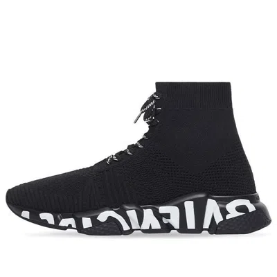 Balenciaga Speed Lace Up Sneakers 'black Recycled Knit With Black And ...