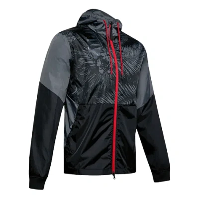 Under Armour Project Rock Legacy Windbreaker Jacket 'grey Black Red' In ...