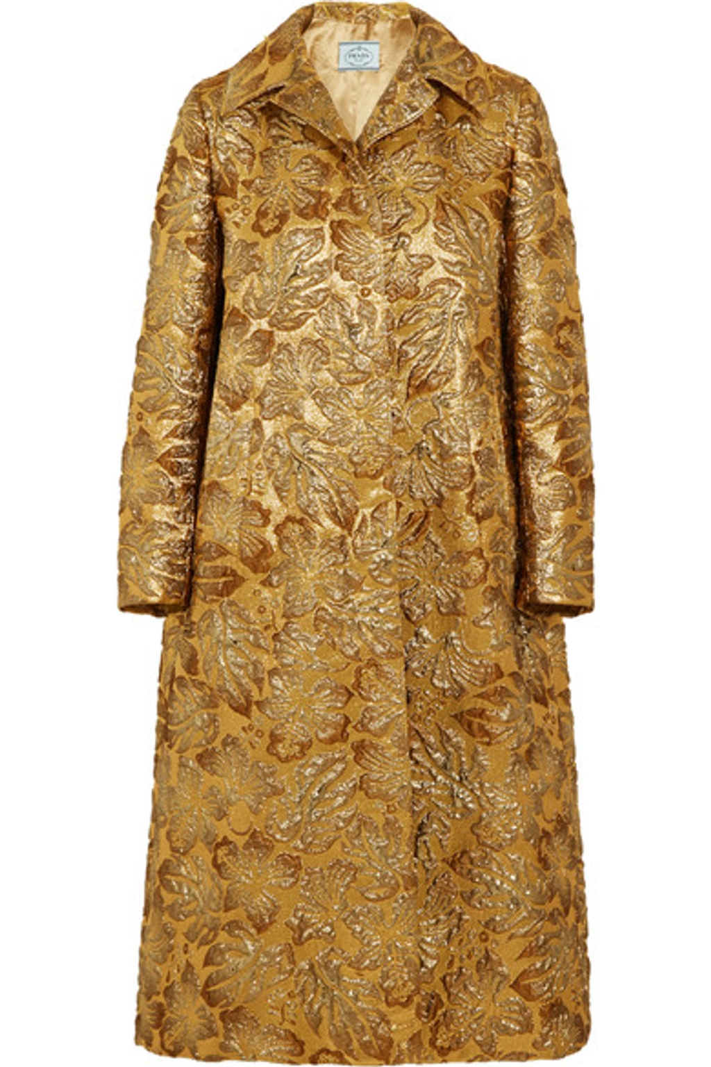 Prada Hooded Metallic Floral-jacquard Coat | ModeSens