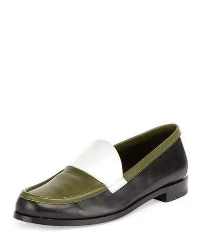 Pierre Hardy Hardy Colorblock Leather Loafer, Black/white/green | ModeSens