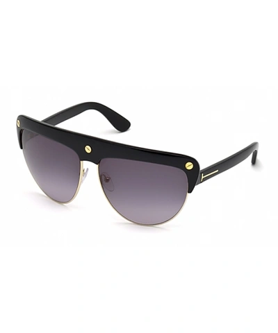 Tom Ford Ft0318 01b Liane Shield Sunglasses - Black And Gold Frame ...