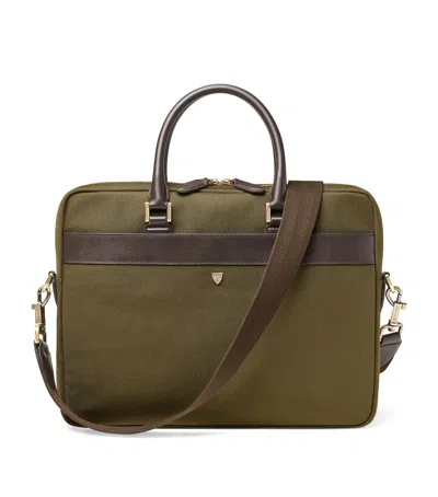Aspinal Of London Nylon Slim Briefcase In Green | ModeSens