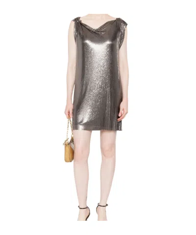 Versace Safety Pin Metal Mesh Mini Dress In Silver | ModeSens