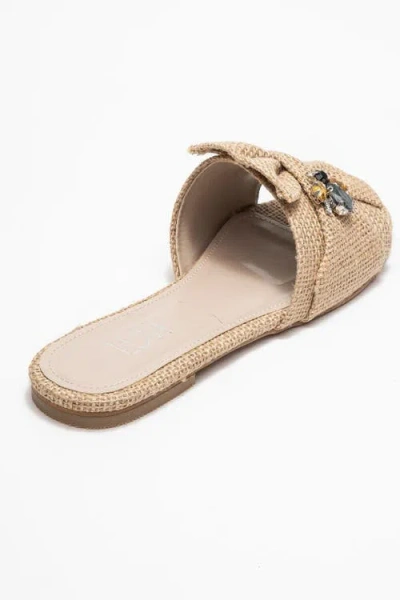 Prologue Shoes Daphne Raffia Bow Slide Sandal In Brown | ModeSens
