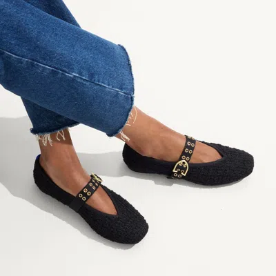 Rothys The Max Buckle Mary Jane In Black/metallic/neutral In Blue ...