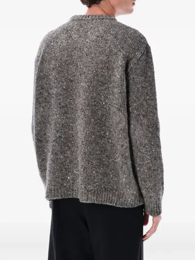 Maison Margiela Textured Knit Virgin Wool Crew Neck Sweater In Gray ...