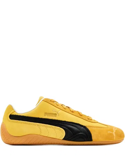 Puma Suede Sneakers With Rubber Sole And Contrast Panel In Yellow ...