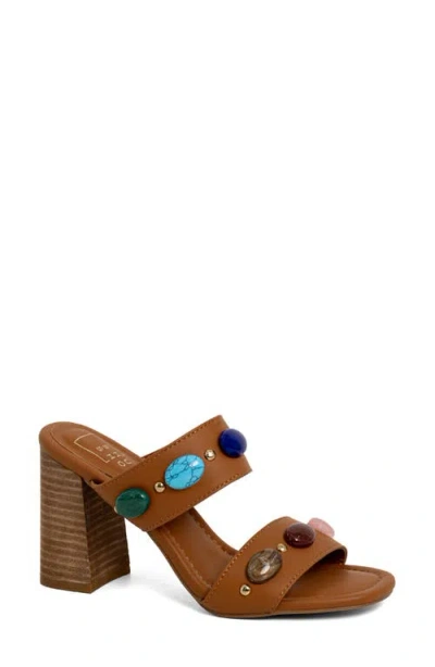 Shushop Elizabeth Block Heel Sandal In Brown | ModeSens