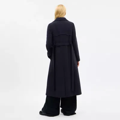 Coach Long Wool Trench Coat In Blue | ModeSens