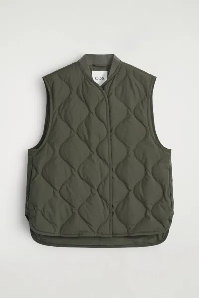 Cos Oversized Quilted Down Gilet In Green | ModeSens