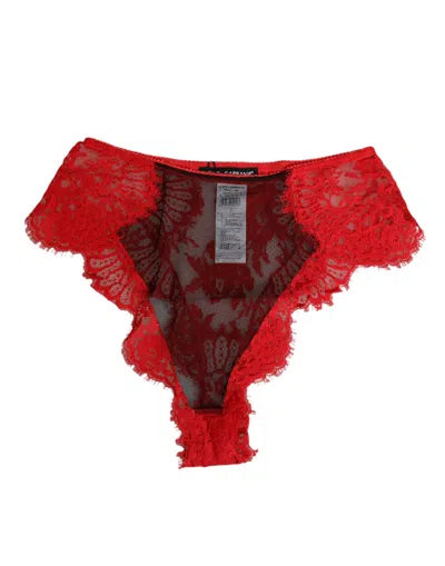 Dolce & Gabbana Red Floral Lace Sheer Briefs Women Underwear | ModeSens