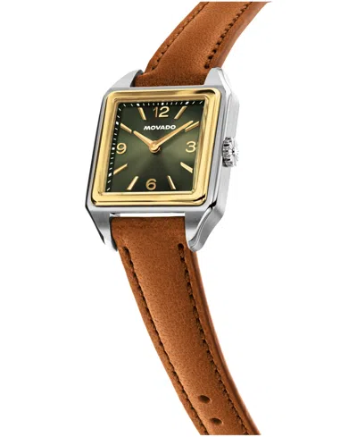 Movado Women's 1917 Swiss Quartz Cognac Leather Watch, 25 X 34.1mm In ...