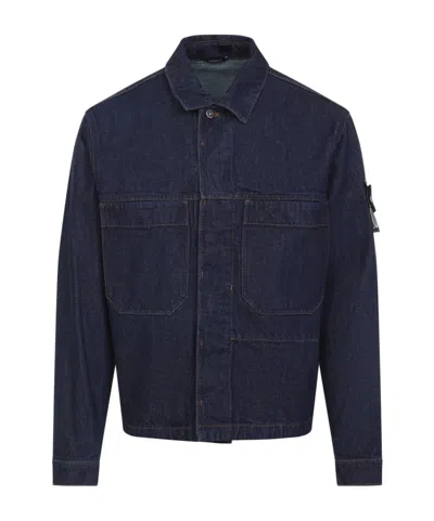 Stone Island Stylish Jacket With Chest Pockets And Arm Patch In Blue ...