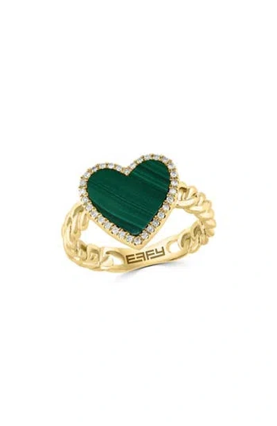 Effy Diamond & Malachite Heart Ring In Green | ModeSens