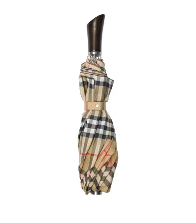 Burberry Check Folding Umbrella In Brown | ModeSens