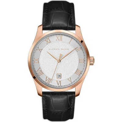 Alfred Sung Winslow Leather Strap Watch, 42mm In Gold | ModeSens