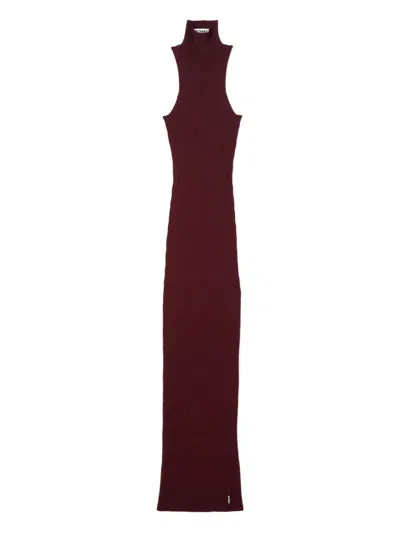 Sunnei High-neck Ribbed-knit Midi Dress In Red | ModeSens