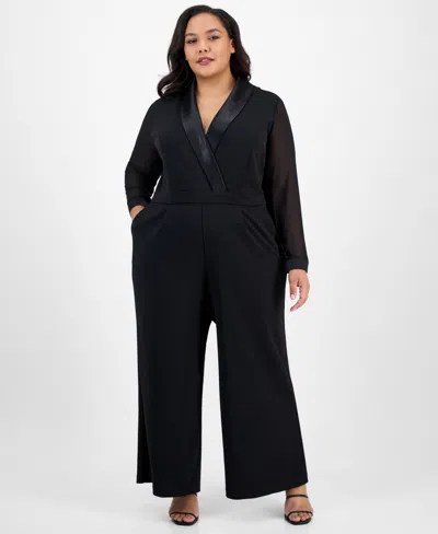 Plus Size Tuxedo Jumpsuit