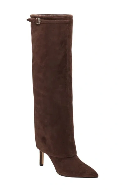 Marc Fisher Ltd Naples Suede Foldover Knee-high Boots In Brown | ModeSens