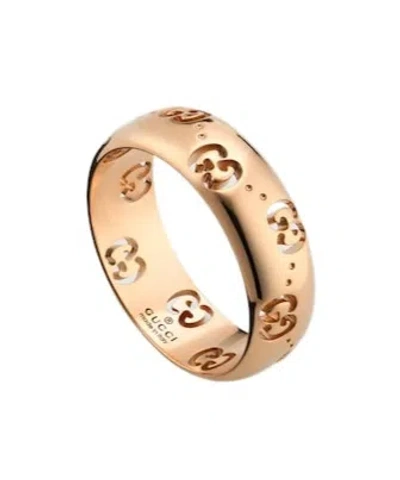 Gucci Icon 18k Gg Thin Ring In Rose Gold | ModeSens