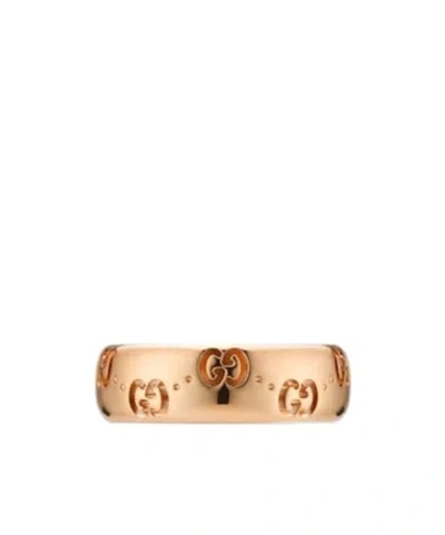 Gucci Icon 18k Gg Thin Ring In Rose Gold | ModeSens